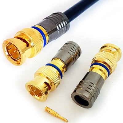 10x BNC Compression Connectors RG6 Crimp Male Plugs Coaxial Cable CCTV ...