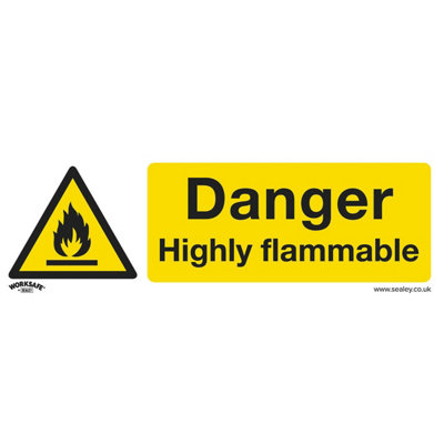 10x DANGER HIGHLY FLAMMABLE Safety Sign - Rigid Plastic 300 x 100mm ...