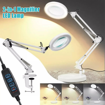10X Magnifier Glass LED Desk Lamp With Light Stand Clamp Beauty ...