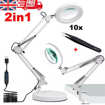 10X Magnifying Glass Desk Light Magnifier LED Lamp Reading Lamp With ...