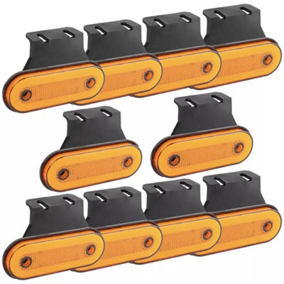 10x Orange Amber Side 20 LED Marker Lights Oval 12V 24V Neon Trailer ...