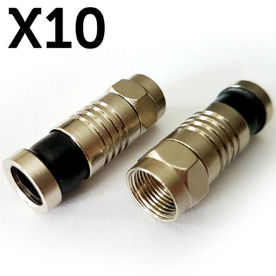 10x RG6 F Connectors Compression Crimp Male Plugs Outdoor Satellite ...