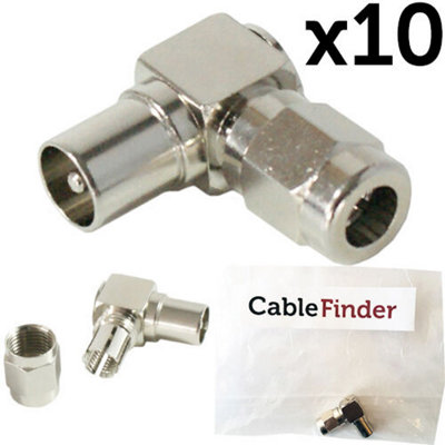 10x Right Angled TV Aerial Male Connector 90 Degree RF Coaxial Plug End ...