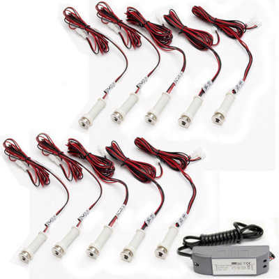 10x Round LED Plinth Light Kit with Cool White Finish for Kitchen and ...