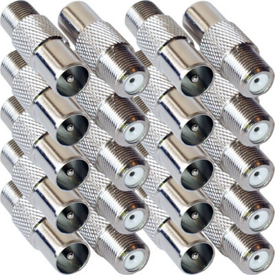 10x TV Aerial Male Plug To F Connector Female Socket Adapter Converter ...