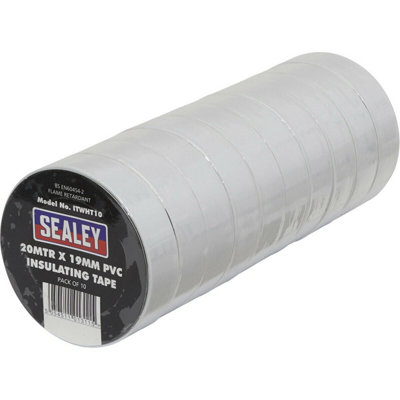 10x White PVC Insulation Tape - 19mm x 20m Self Extinguishing ...