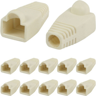 10x White RJ45 Strain Relief Network Cable CAT5/6 Connector Boot Cover ...