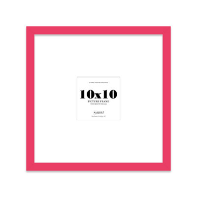 10x10" Bright Pink Picture Frame - 10x10" Square Frame with 6x6" Mount ...