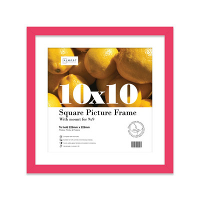 10x10" Bright Pink Picture Frame - 10x10" Square Frame with 9x9" Mount ...