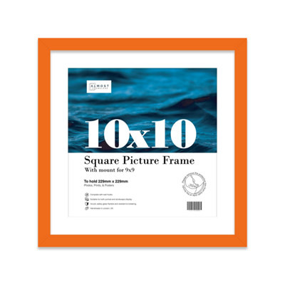10x10" Orange Picture Frame - 10x10" Square Frame with 9x9" Mount for ...