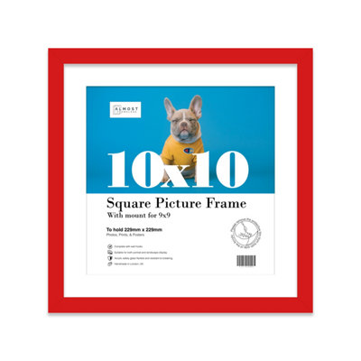 10x10" Red Picture Frame - 10x10" Square Frame with 9x9" Mount for ...