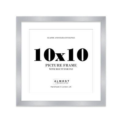 10x10" Silver Picture Frame - 10x10" Square Frame with 9x9" Mount for ...
