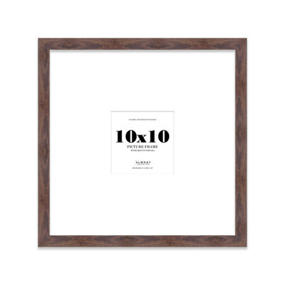10x10" Walnut Picture Frame - 10x10" Square Frame with 6x6" Mount for ...