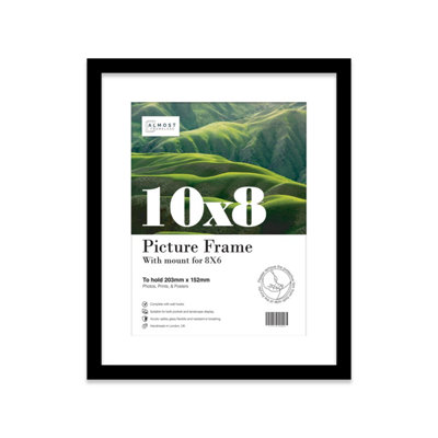 10x8" Black Frame With Mount for 8x6" Pictures 20mm Thin Edge Portrait ...