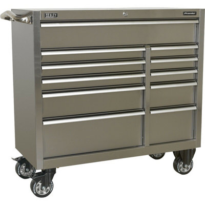 11 Drawer Portable Tool Chest - Stainless Steel Mobile Storage, 1055 x ...