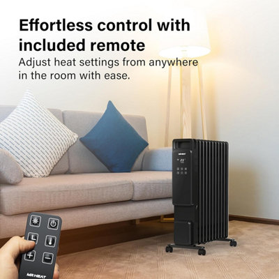 11 Fin Oil Filled Radiator 240V 2500W Electric Portable Heater 3 Heat ...