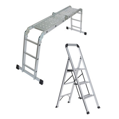11 in 1 Folding Combination Ladder & 3 Step Slimline Ladder Wolf Access ...