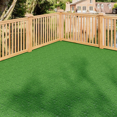 11 Pack Outdoor Interlocking Lush Green Artificial Fake Grass Floor ...