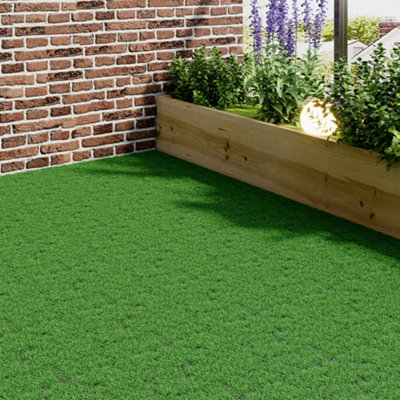 11 Pack Outdoor Interlocking Lush Green Artificial Fake Grass Floor ...