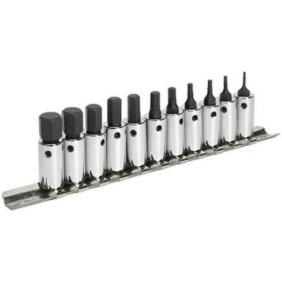 11-Piece S2 Steel Hex Socket Bit Set with 1/4-Inch Drive for Precision ...