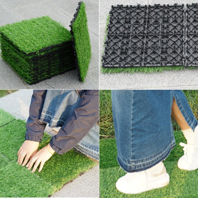 11 x Artificial Grass Interlocking Floor Decking Tiles Outdoor Patio ...