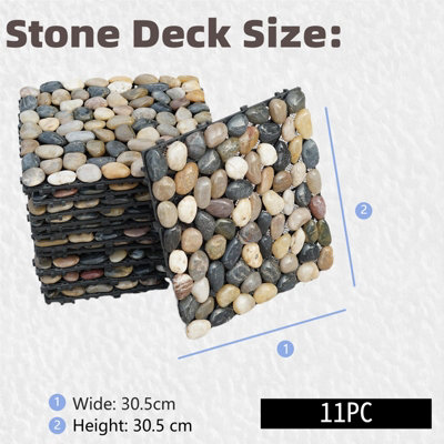 11 x Natural Real Pebble Stone Interlocking Floor Decking Tiles Outdoor ...