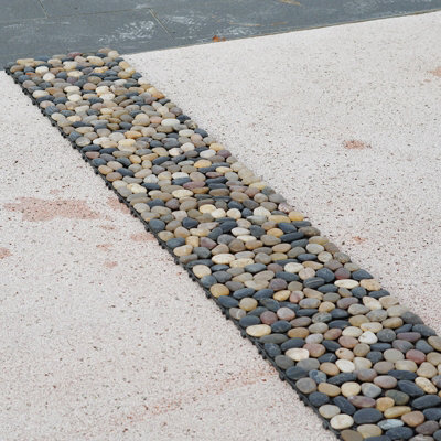 11 x Natural Real Pebble Stone Interlocking Floor Decking Tiles Outdoor ...