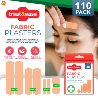 110 Fabric Plasters & Dressing Supplies, Breathable Flexible Assorted ...