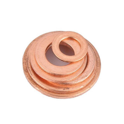 110 x Assorted Copper Ring Washers 6-16mm for Sump Plugs and Hydraulic ...