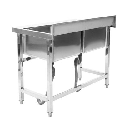 110cm Double Bowl Commercial Freestanding Stainless Steel Kitchen ...