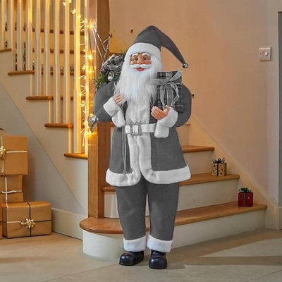 110cm Father Christmas Decorations Santa Claus - Free Standing Plush ...