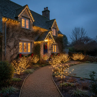 110cm LED Fairy Twig Lights - 80 Warm White LEDs Decorative Christmas ...