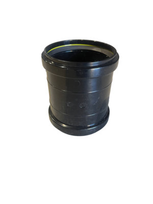 110mm 4" Soil Waste Pipe Double Socket Push Fit Straight Coupler (Black)