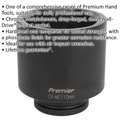 110mm Deep Impact Socket - 1 Inch Drive - Durable Chromoly Wrench Tool