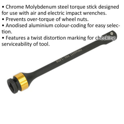110Nm Torque Stick for 1/2" Drive Wrench - Prevents Over-Tightening of ...