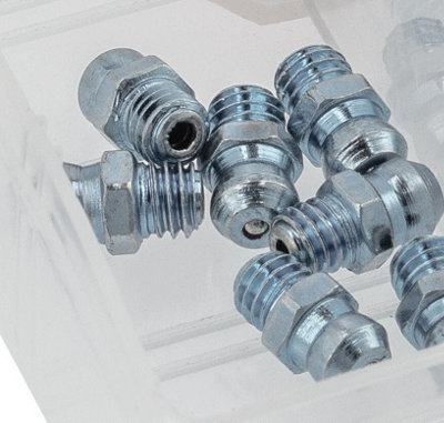 110pc Grease Fitting Assortment Kit M6/M8/M10 Straight, 45, 90 Steel
