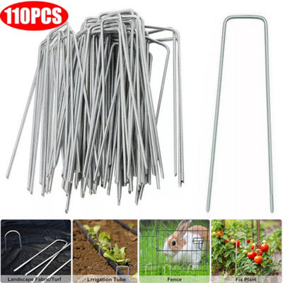 110PCS Galvanised Steel U Shaped Weed Membrane Pins Ground Stakes ...