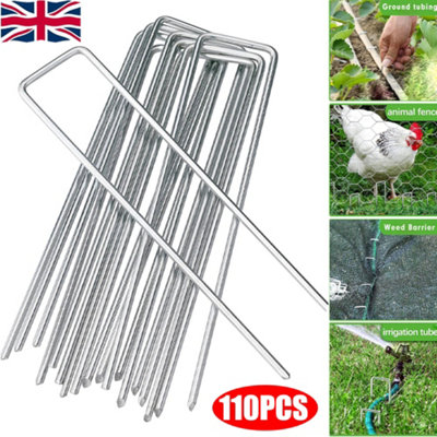 110PCS Galvanised Steel U Shaped Weed Membrane Pins Ground Stakes ...
