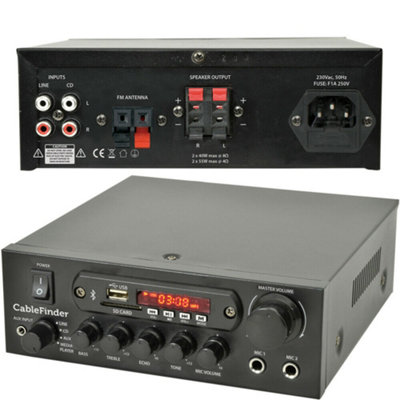 110W Mini Bluetooth Amplifier System Wireless Home Office Loud Speaker ...