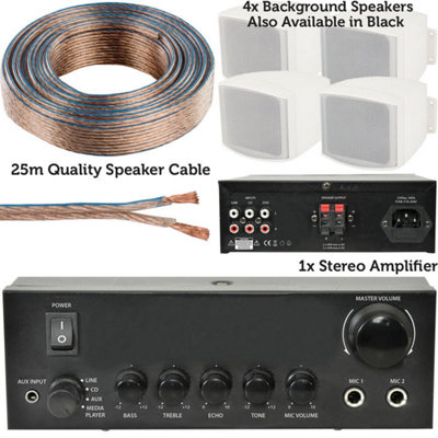 110W Mini Stereo Amplifier System 4x Background Wall Speaker Bedroom ...