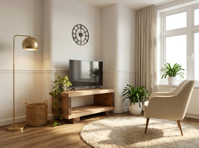 110x44cm TORIE Solid Wood Chunky TV Unit