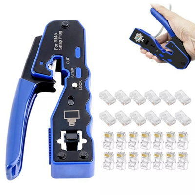 111 Piece RJ45 Pass Through Ethernet Crimping Tool Kit - Cut, Strip ...