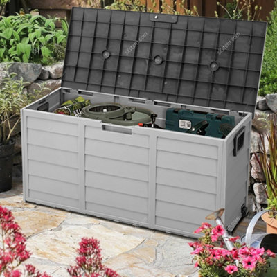 112cm W Waterproof Lockable Outdoor Garden Storage Box With Lockable ...