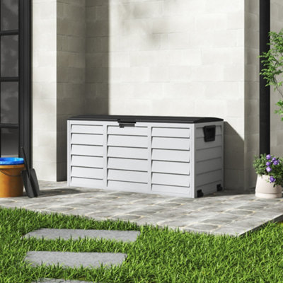 112cm W Waterproof Lockable Outdoor Garden Storage Box With Lockable ...