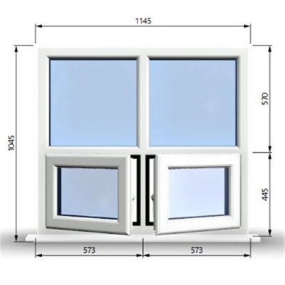 1145mm (W) x 1045mm (H) PVCu StormProof Casement Window - 2 Bottom ...