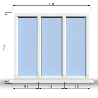 1145mm (W) x 1045mm (H) PVCu StormProof Casement Window - 3 Panes Non ...