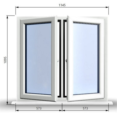1145mm (W) x 1095mm (H) PVCu StormProof Casement Window - 2 Central ...