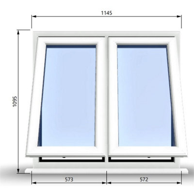 1145mm (W) x 1095mm (H) PVCu StormProof Casement Window - 2 Vertical ...