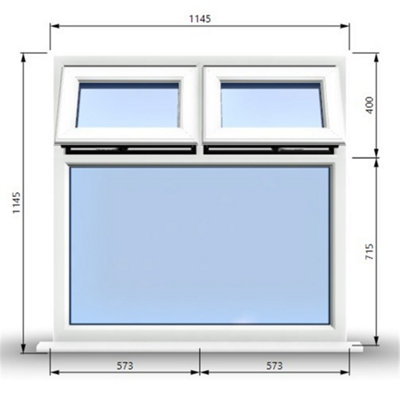 1145mm (W) x 1145mm (H) PVCu StormProof Casement Window - 2 Top Opening ...