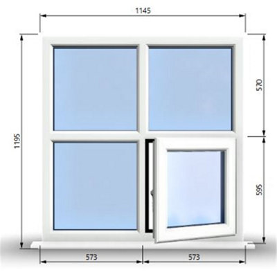 1145mm (W) x 1195mm (H) PVCu StormProof Casement Window - 1 Bottom ...